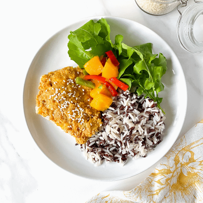 Baked cod with mango salsa - Throughthefibrofog