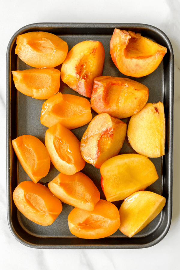 Baked stone fruit caprese salad (without tomatoes) - Throughthefibrofog