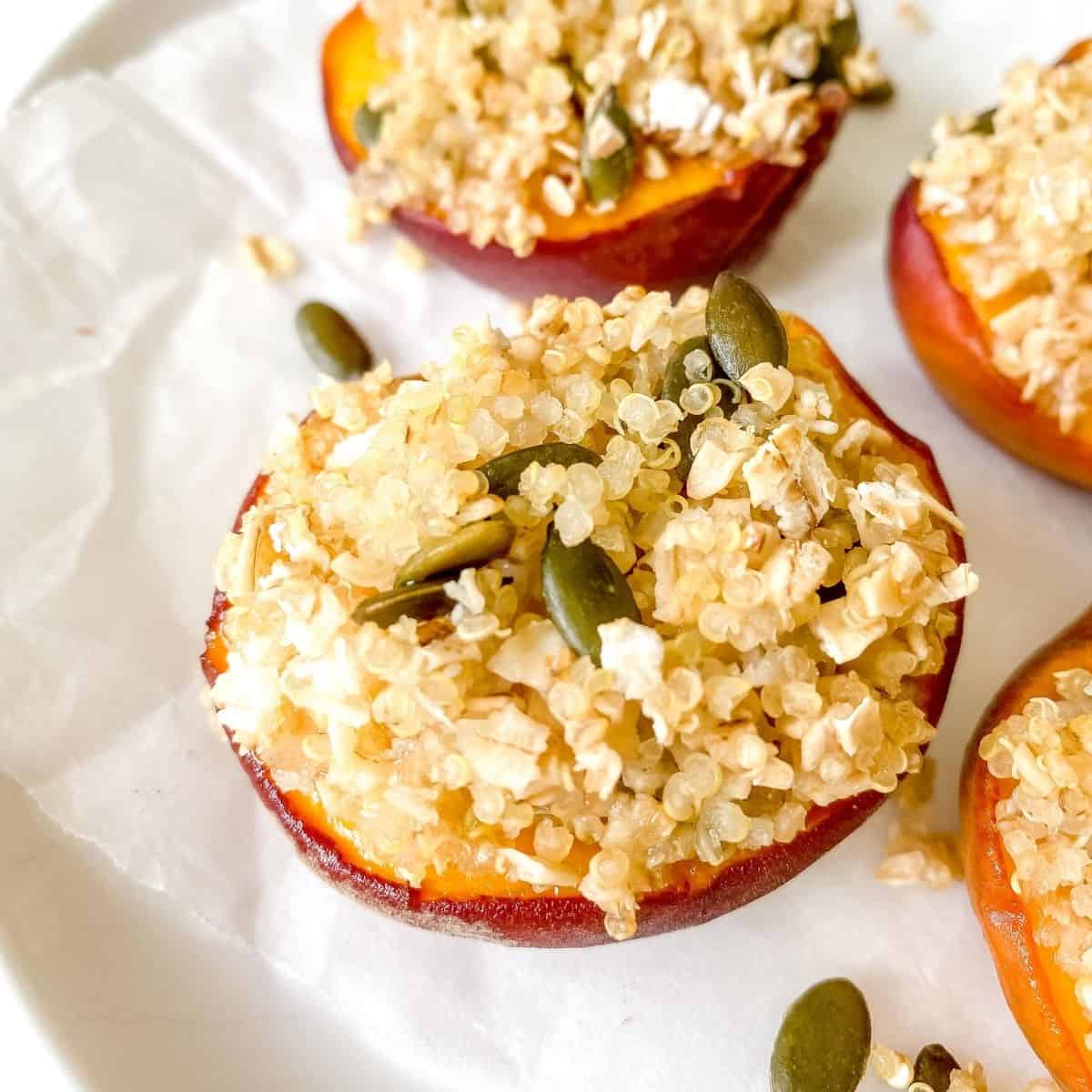 Baked Peaches with Crumble Topping - Through The Fibro Fog