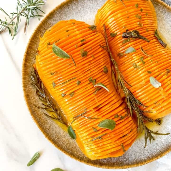 Hasselback Butternut Squash with Maple Brown Butter - Through The Fibro Fog