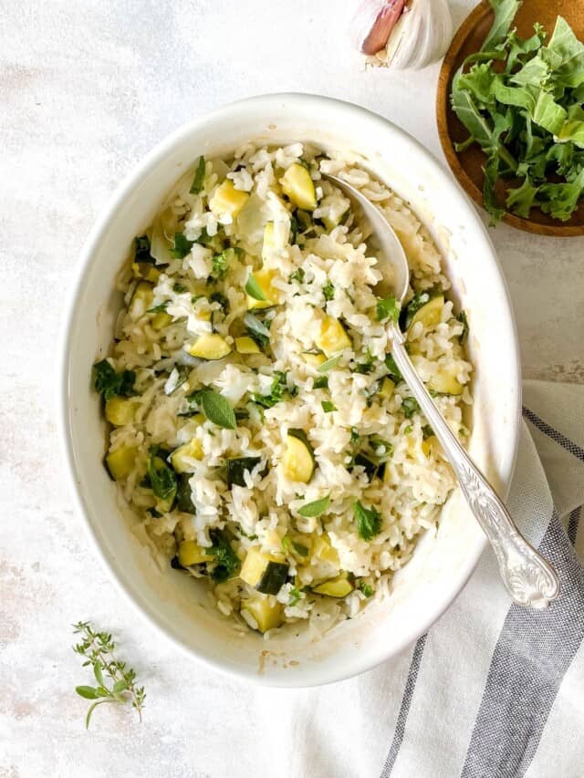 Baked Kale and Zucchini Risotto - Through The Fibro Fog