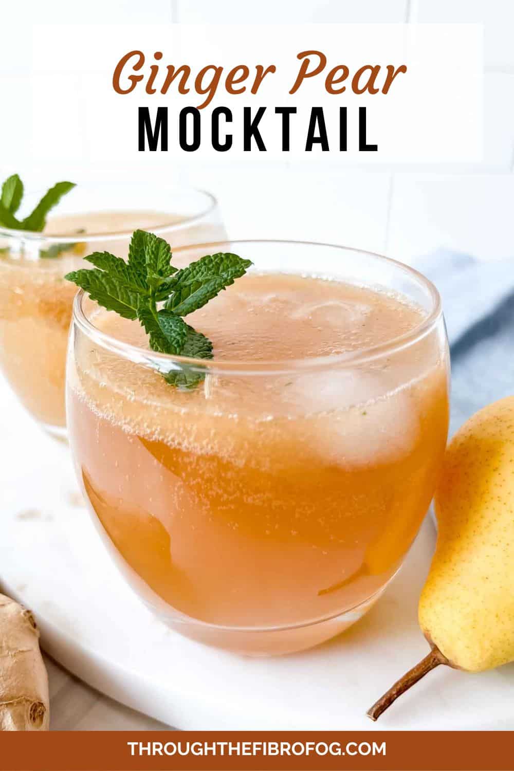 Sparkling Ginger Mocktail with Fresh Pear - Through The Fibro Fog