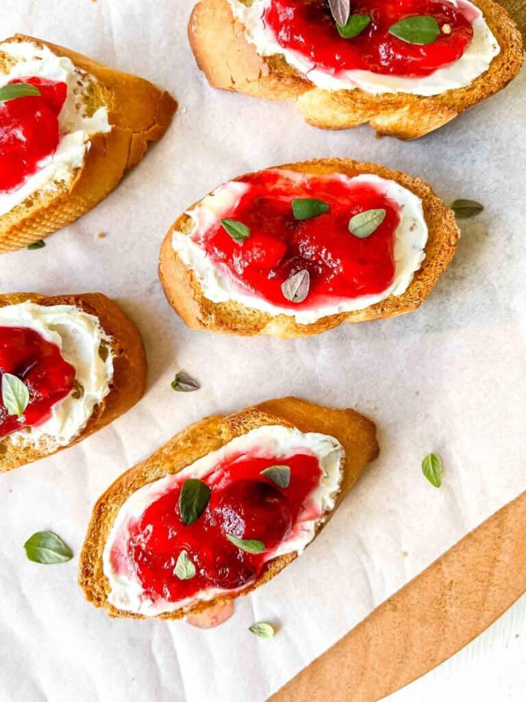 Christmas Cranberry Cream Cheese Crostini - Through The Fibro Fog