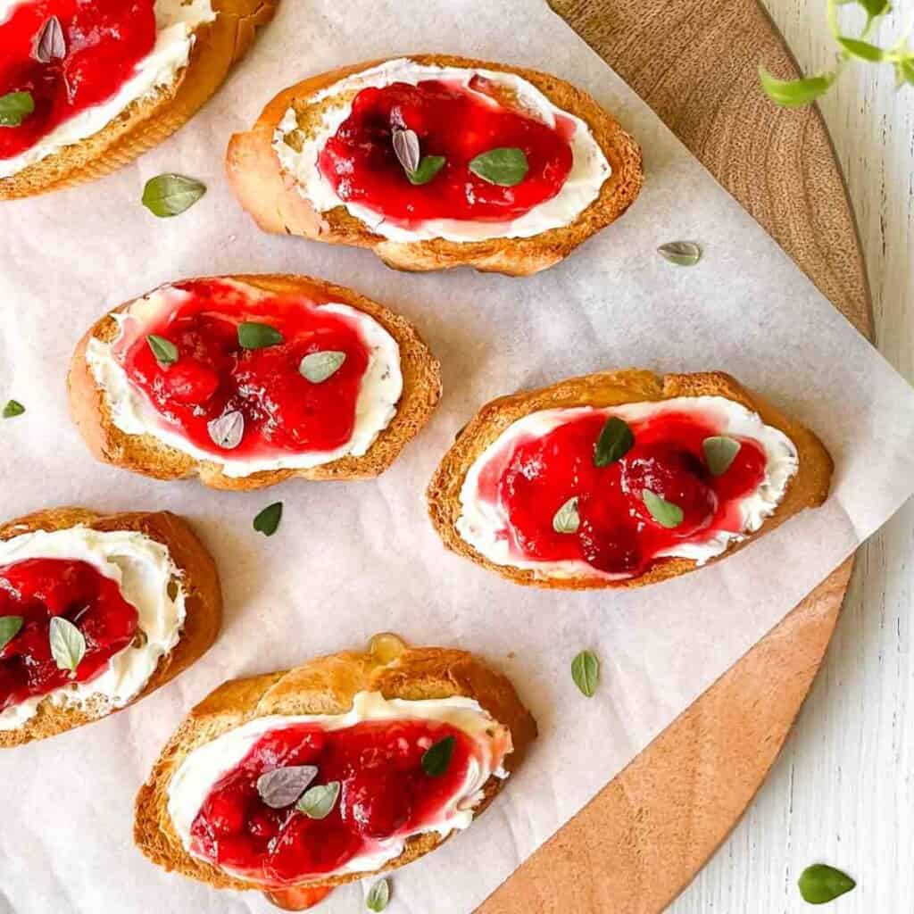 Christmas Cranberry Cream Cheese Crostini - Through The Fibro Fog
